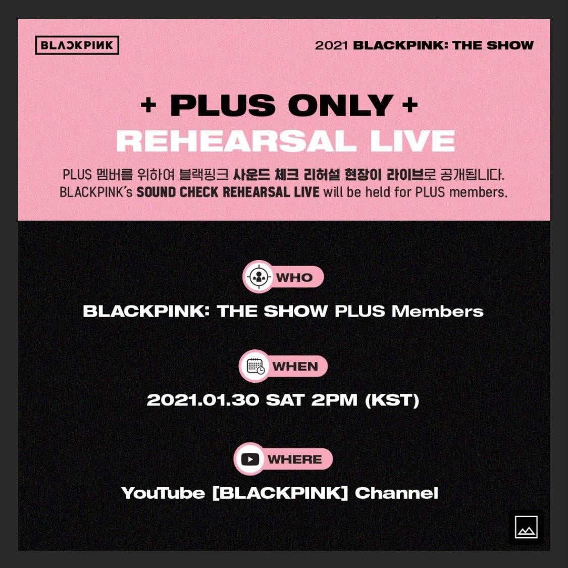 210122 BLACKPINK'The Show 'リハーサルライブアナウンス（メンバー限定） - TKHUNT