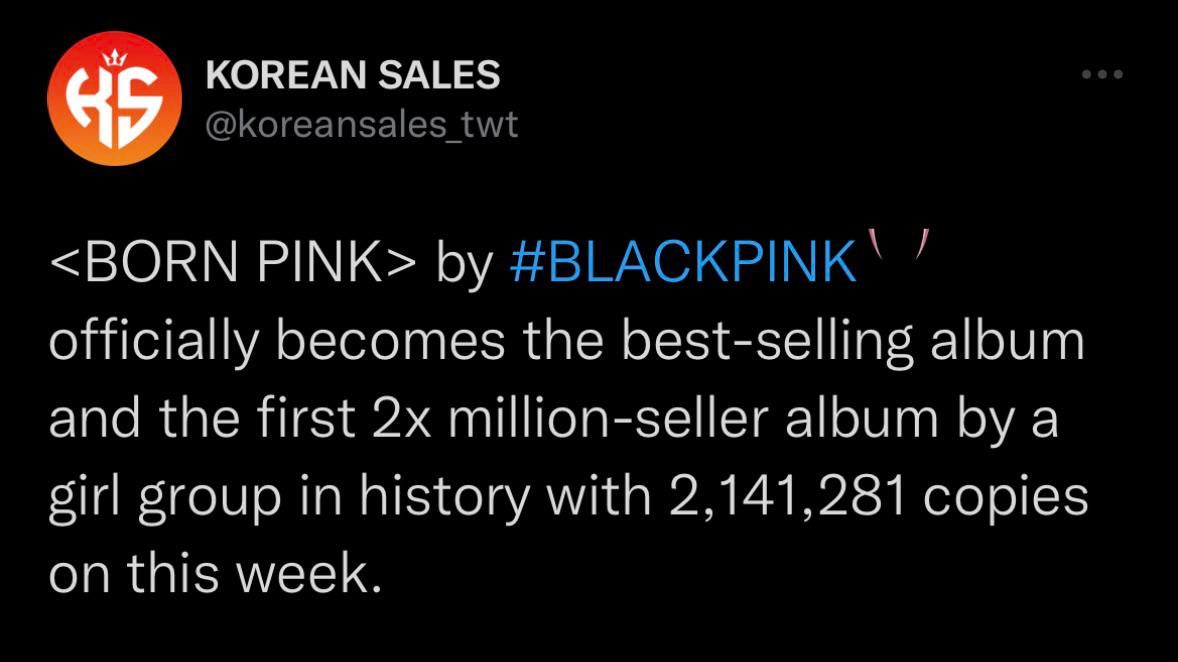 220922 BLACKPINK - セカンドアルバム [BORN PINK] 正式にベストセラー アルバムになり、史上初のガールズ グループによる 2 倍のミリオンセラー アルバムとなり ...