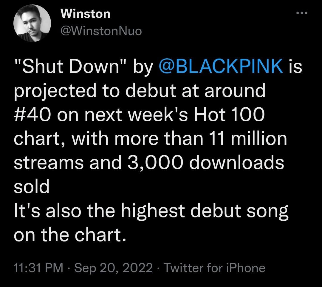 220921 シャットダウンは、来週のビルボード ホット 100 で 40 位にデビューすると予測されています - TKHUNT
