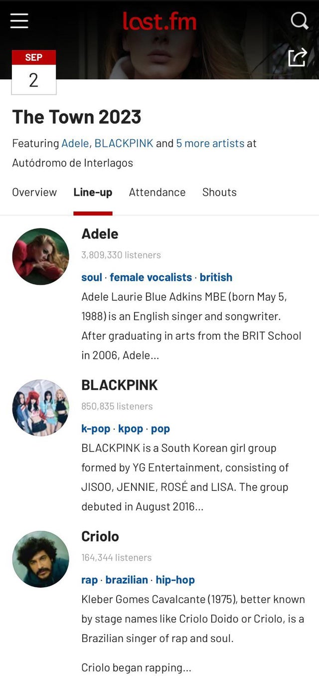 220919 BLACKPINK は、2023 年 9 月 2 日にサンパウロで開催される「The Town Festival 2023」のラインナップに、Adele、Criolo、Iza ...