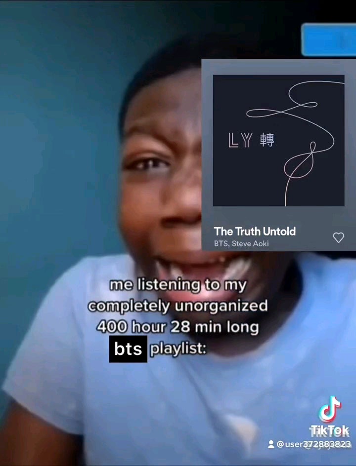 シャッフルで BTS のプレイリストを聴いています 😂 - TKHUNT