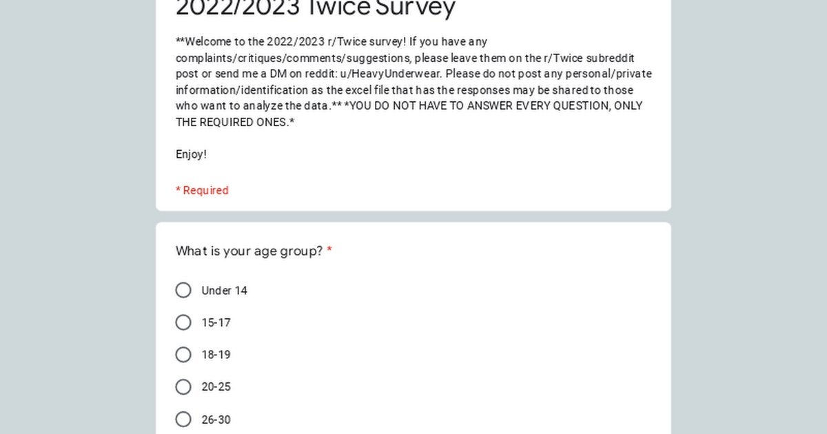 r/Twice メガサーベイ 2022/2023 - TKHUNT