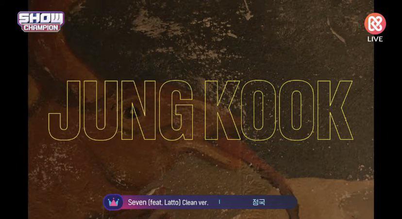 Jungkook has taken his 8th win for “Seven (feat. Latto)” on this week’s Show Champion - 090823 ...