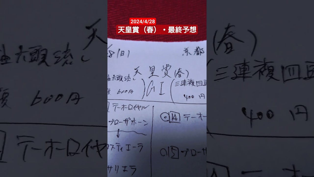 2024/4/28天皇賞（春）・最終予想 - TKHUNT