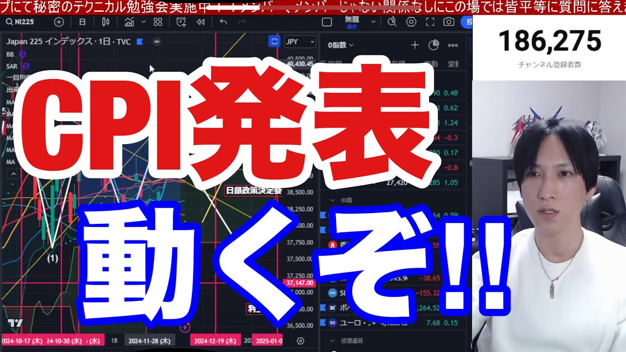 12/11【CPI発表、日本株動くぞ】日経平均上昇相場くるか。ドル円152円に上昇。半導体株弱気終わるか。日銀利上げだけはマズイ、米国株、ナスダック、半導体株は下落。 - TKHUNT