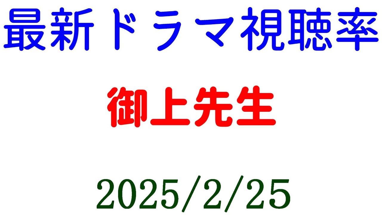御上先生 視聴率大きく下がる！視聴率速報☆2025年2月25日付 - TKHUNT