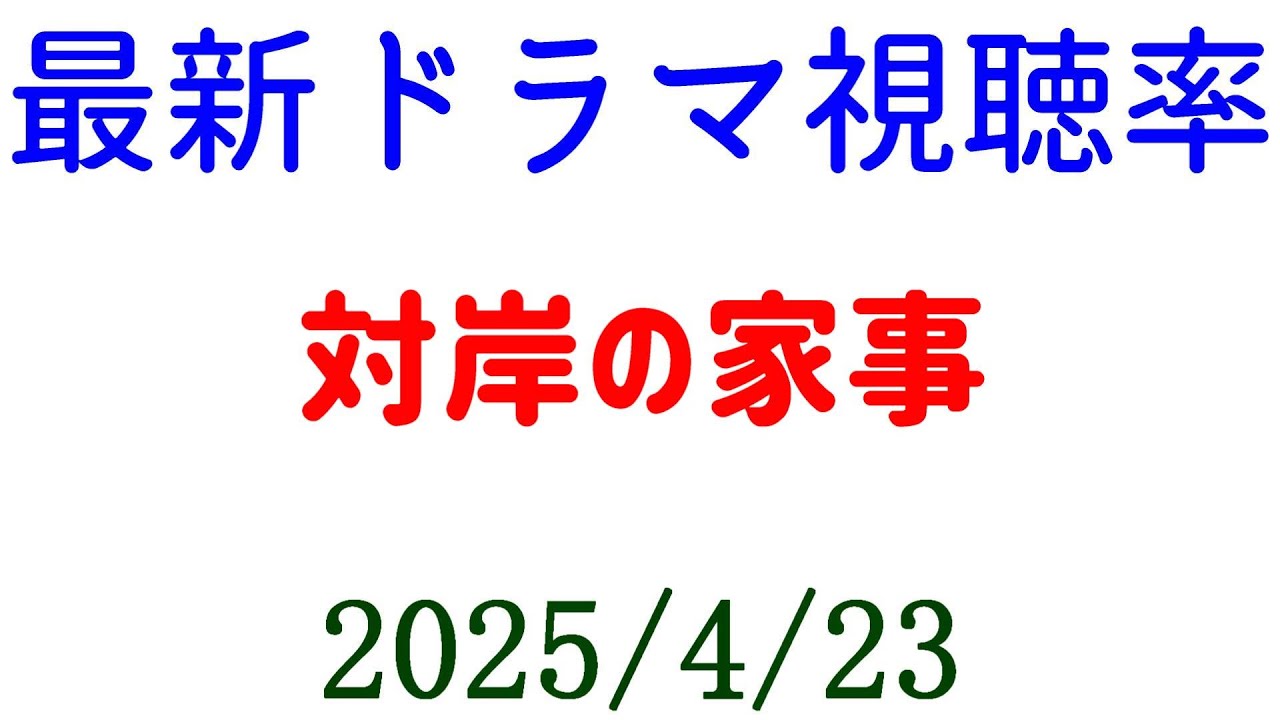 対岸の家事！視聴率速報☆2025年4月23日付 - TKHUNT
