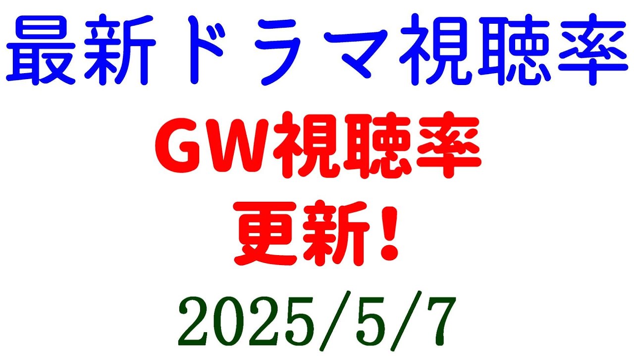一気にGW視聴率更新！視聴率速報☆2025年5月7日付 - TKHUNT