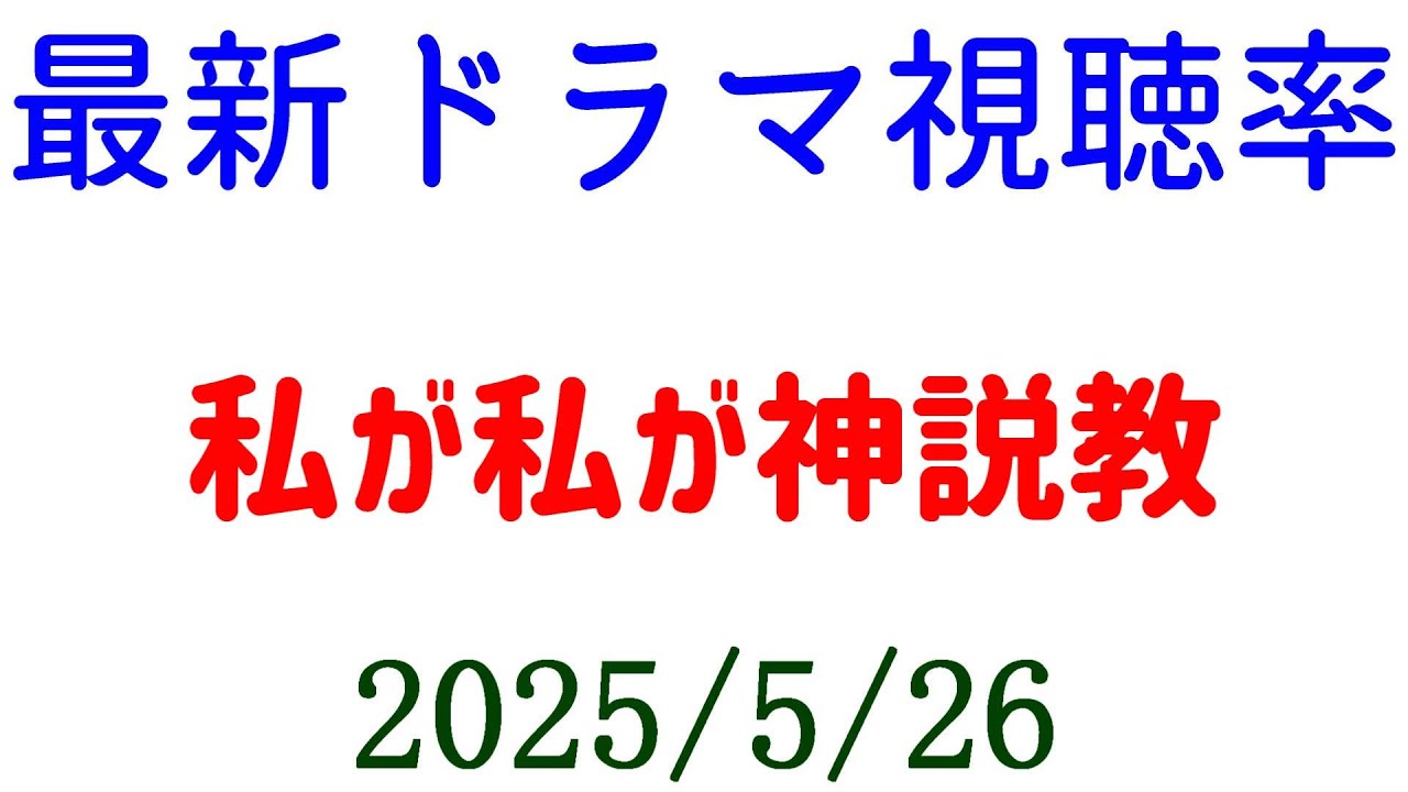 なんで私が神説教☆視聴率速報☆2025年5月26日付 - TKHUNT