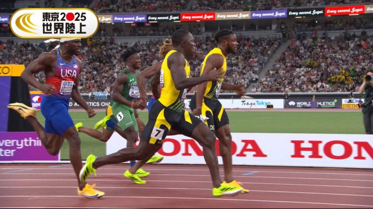 【人類最速決定戦】新王者誕生「ジャマイカ旋風！セビルが9秒77で世陸初制覇！トンプソンが9秒82で銀」【東京2025世界陸上／男子100m決勝】 - TKHUNT